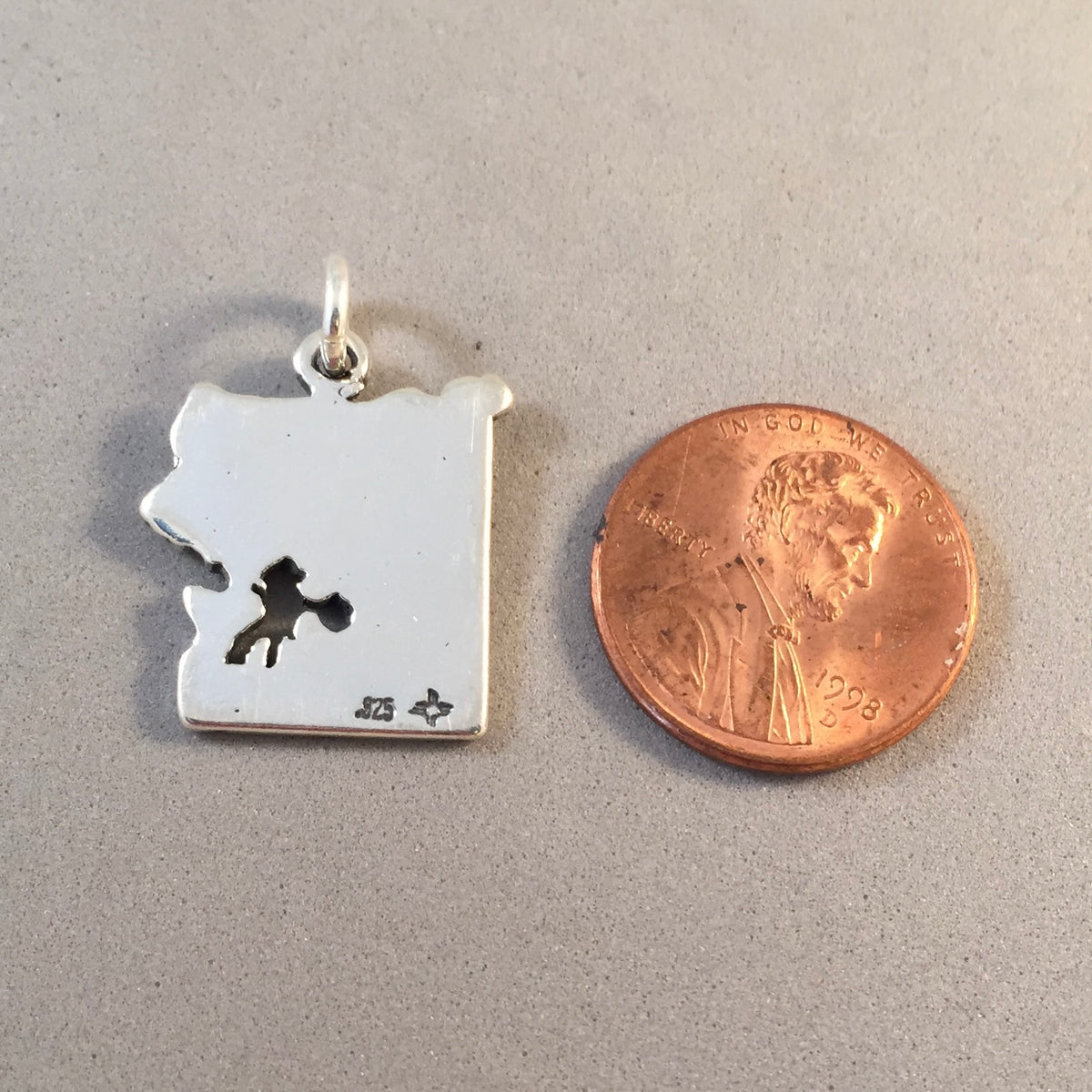 YELLOWSTONE MAP .925 Sterling Silver Charm Pendant National Park CC12 ...