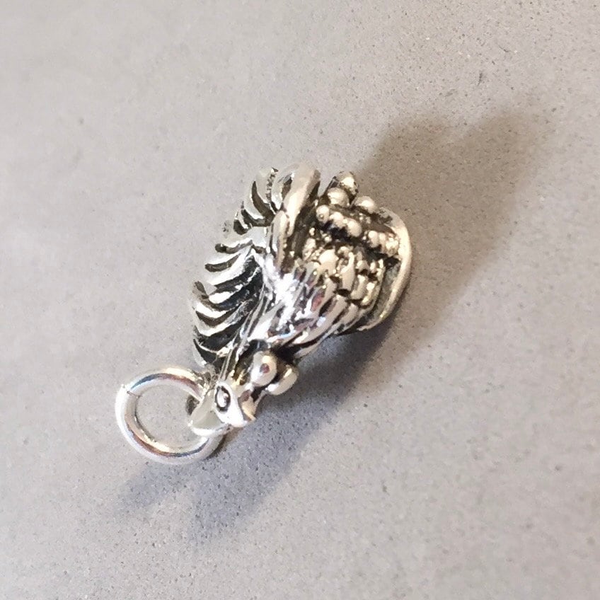 ROOSTER Sitting .925 Sterling Silver Charm Pendant Bird Chicken BI16 ...