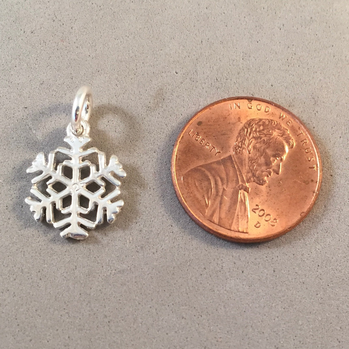SNOWFLAKE Shiny .925 Sterling Silver Charm Pendant Snow Christmas Holi ...