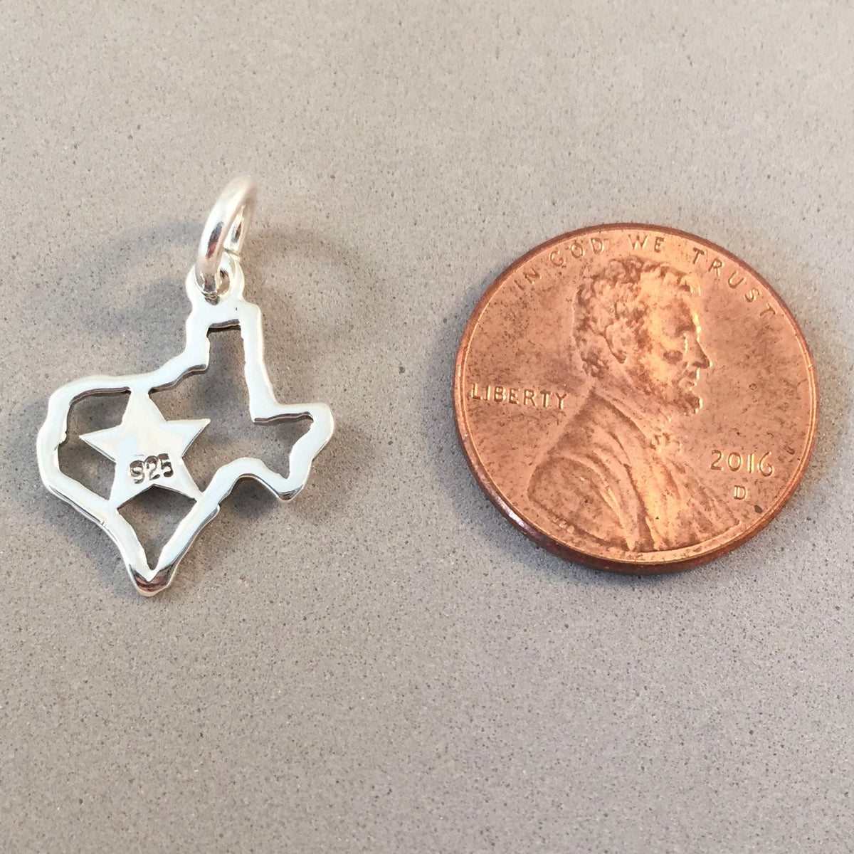 TEXAS Lone Star State .925 Sterling Silver State Map Outline Charm Tra ...