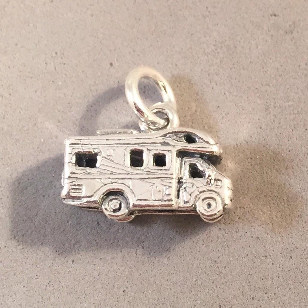 MOTORHOME .925 Sterling Silver Charm Pendant Recreational Vehicle RV C ...