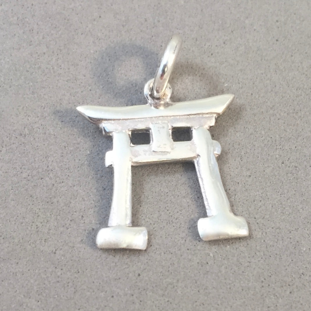 TORII GATE .925 Sterling Silver 3-D Charm Pendant Japan Japanese Templ ...