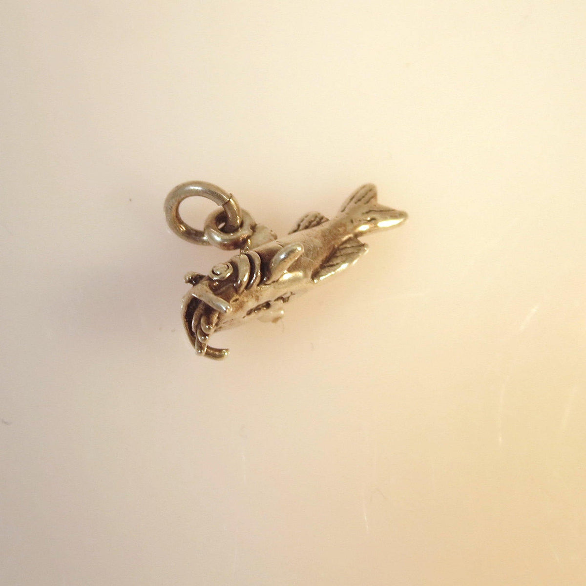 CATFISH 3-D .925 Sterling Silver Charm Pendant Fish Ocean River Fishin ...