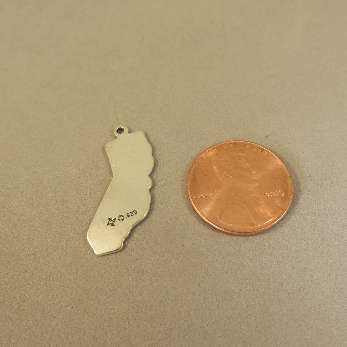 CALIFORNIA .925 Sterling Silver State Map Charm travel San Fransisco S ...