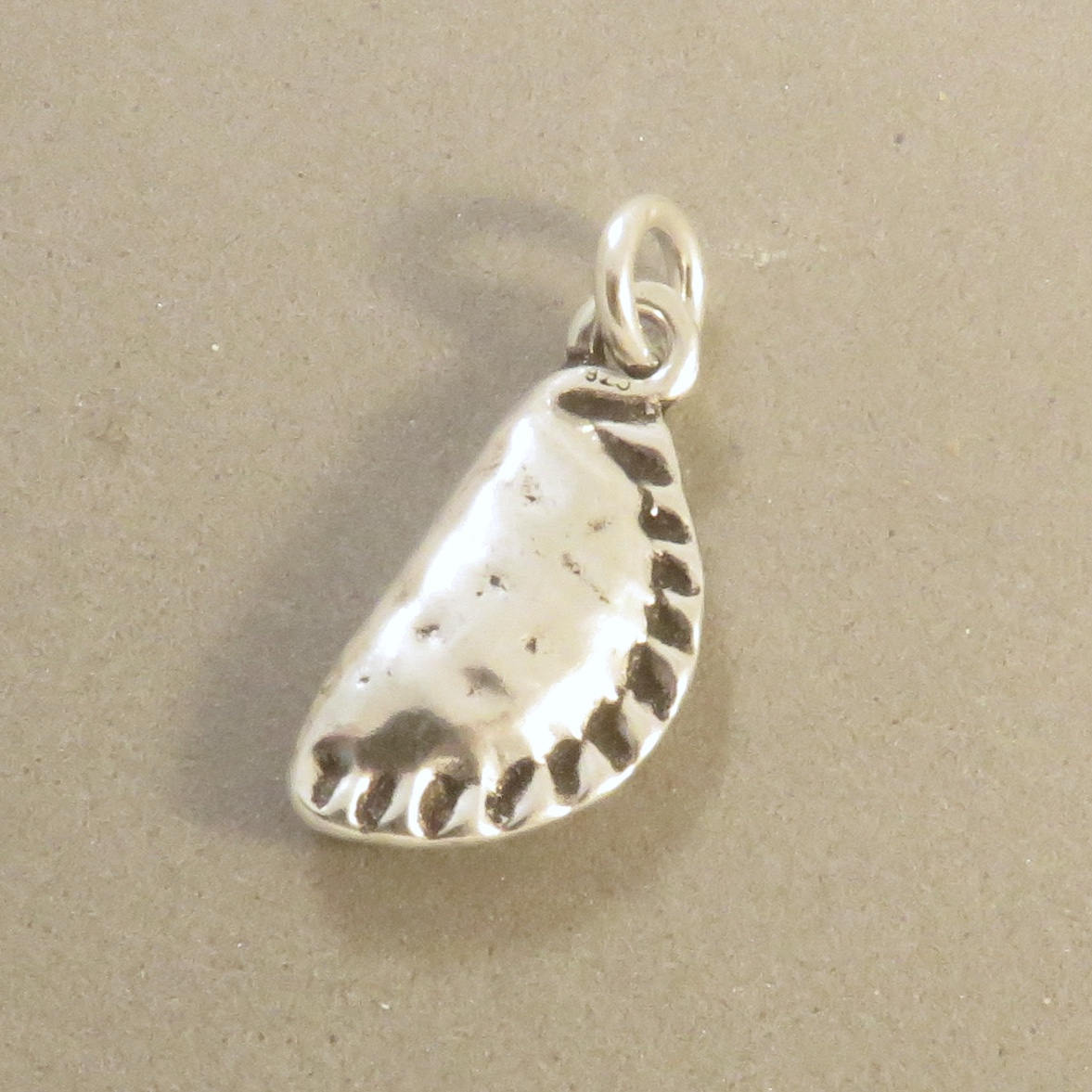 EMPANADA PIEROGI .925 Sterling Silver 3-D Charm Pendant Dumpling Mexic ...