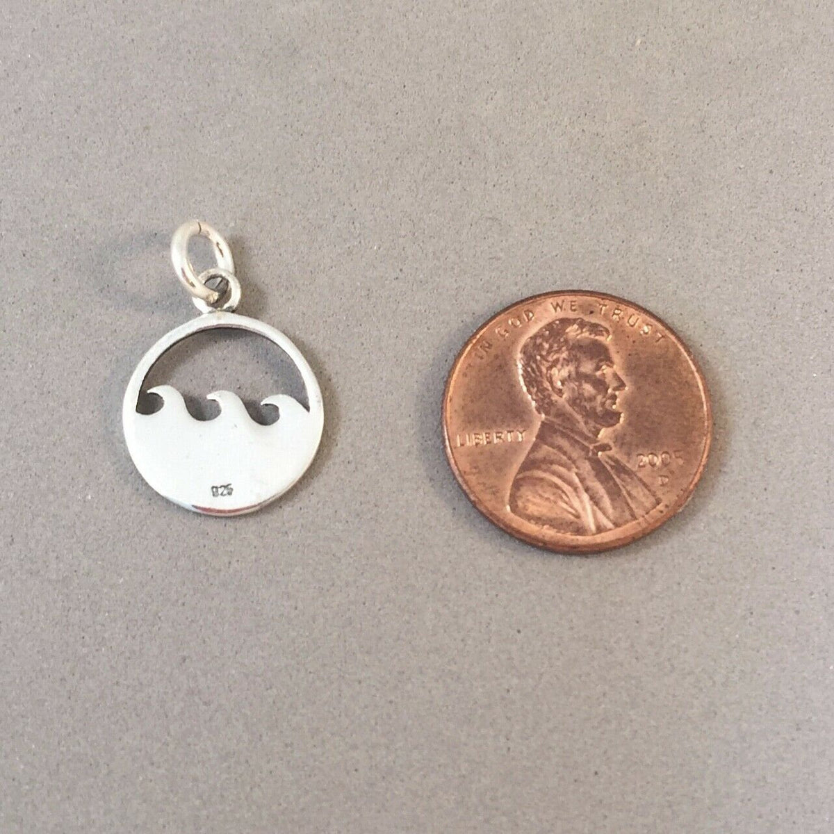 WAVES .925 Sterling Silver Charm Pendant Breaking Cresting Wave Surf S ...