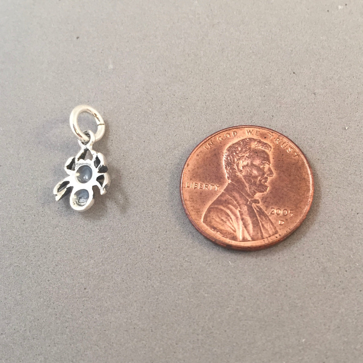 SPIDER .925 Sterling Silver 3-D Charm Pendant Garden Insect Bug Small ...