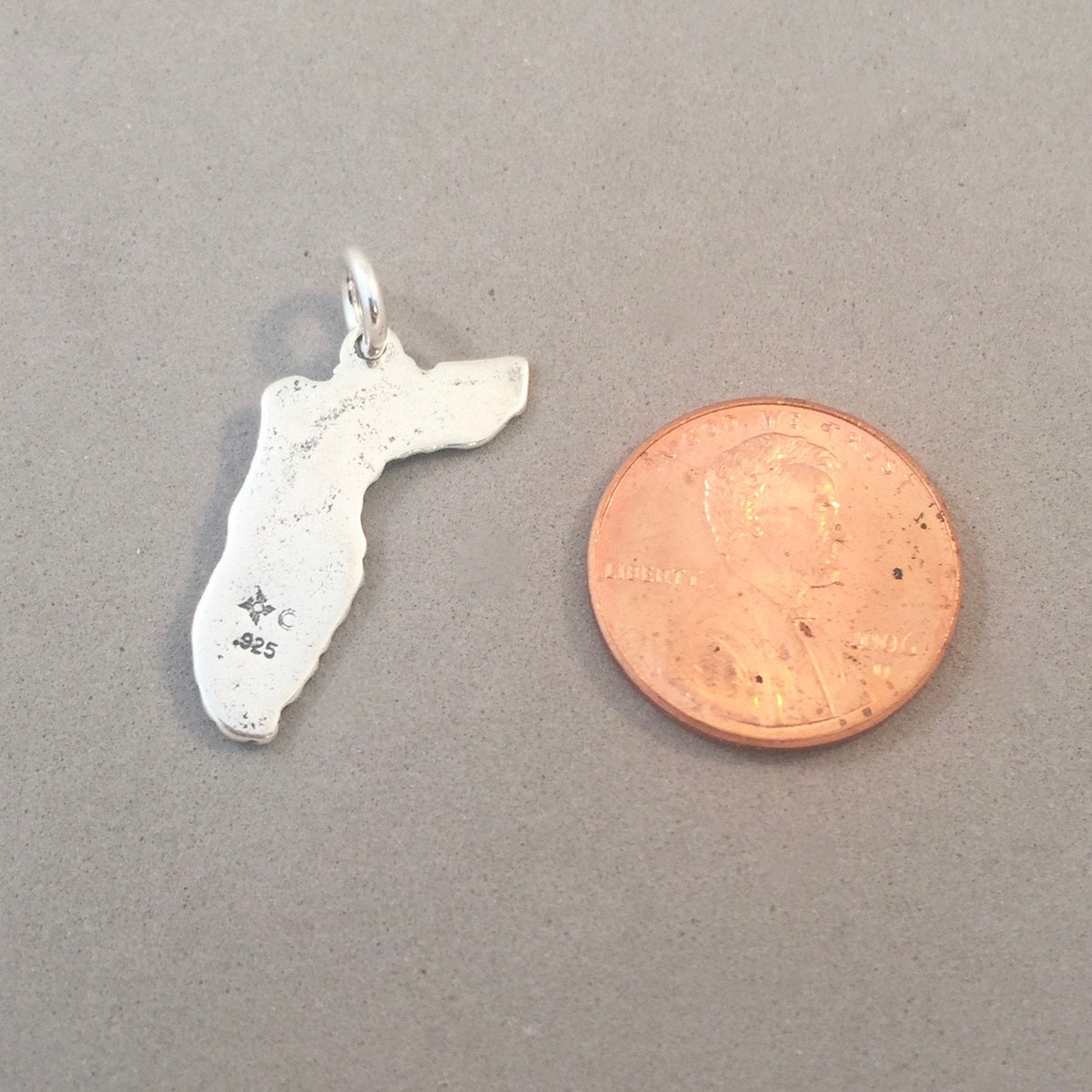 Sale! FLORIDA .925 Sterling Silver State Map Charm travel tourist Palm ...