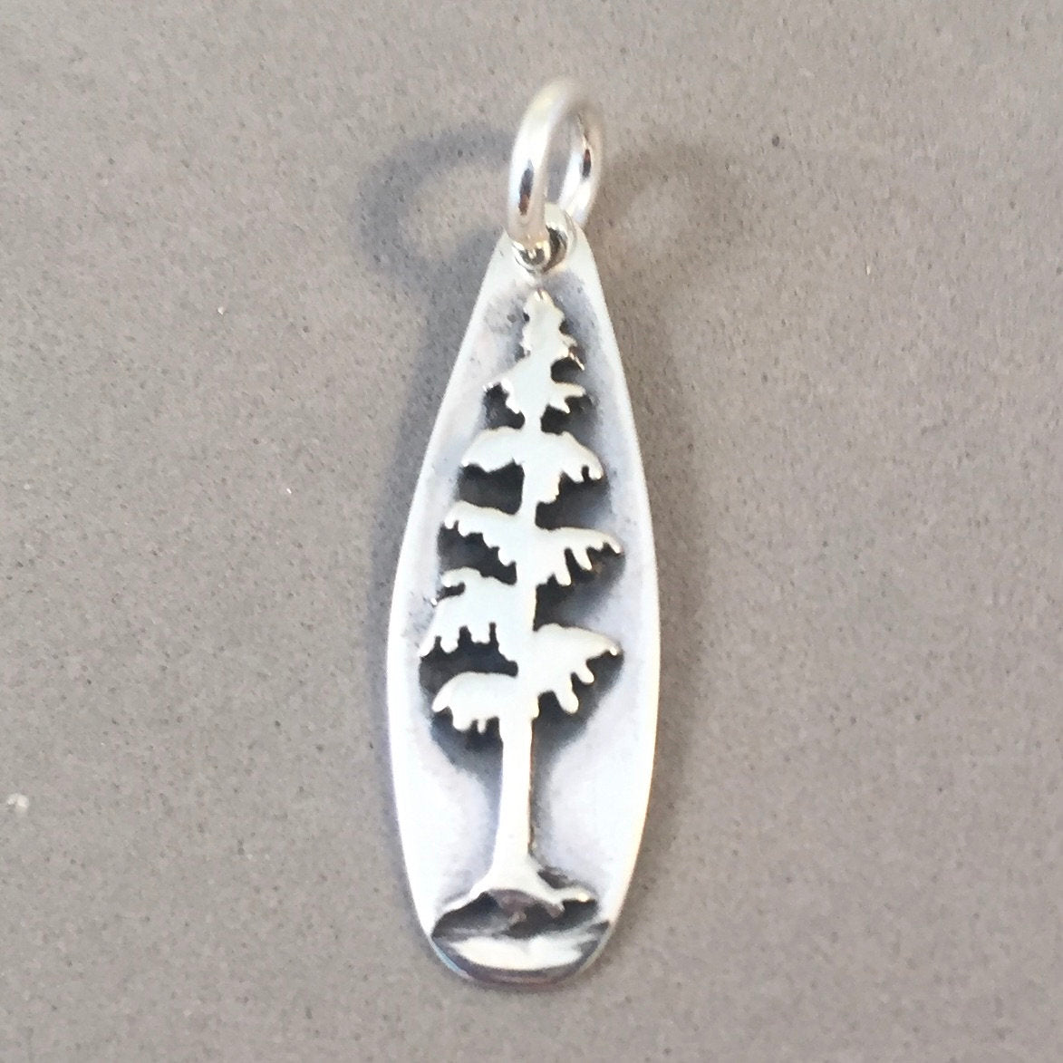 EVERGREEN TREE .925 Sterling Silver Charm Pendant Spruce Cedar Fir Pin ...