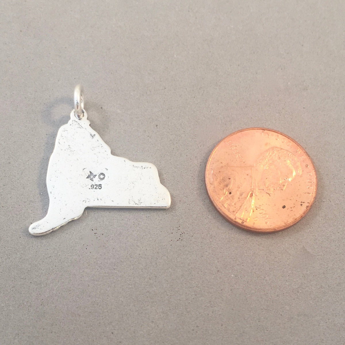 Sale! NEW YORK .925 Sterling Silver State Map Charm travel tourist Alb ...