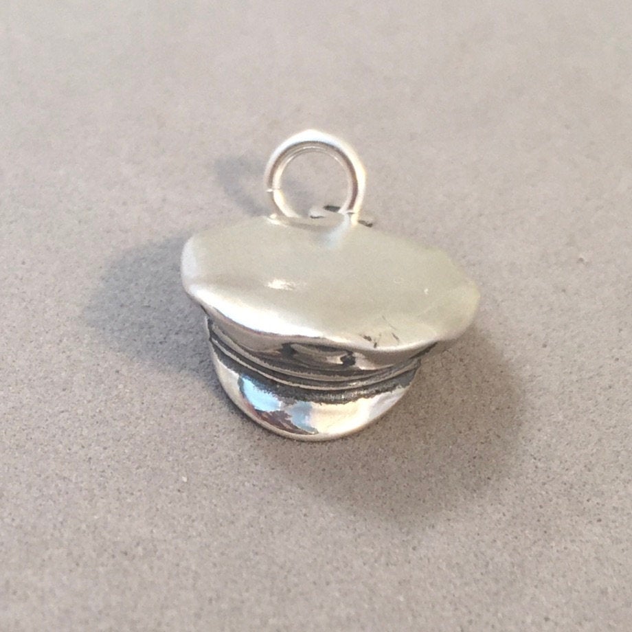 Sale! POLICE HAT .925 Sterling Silver 3-D Charm Pendant Sheriff Office ...