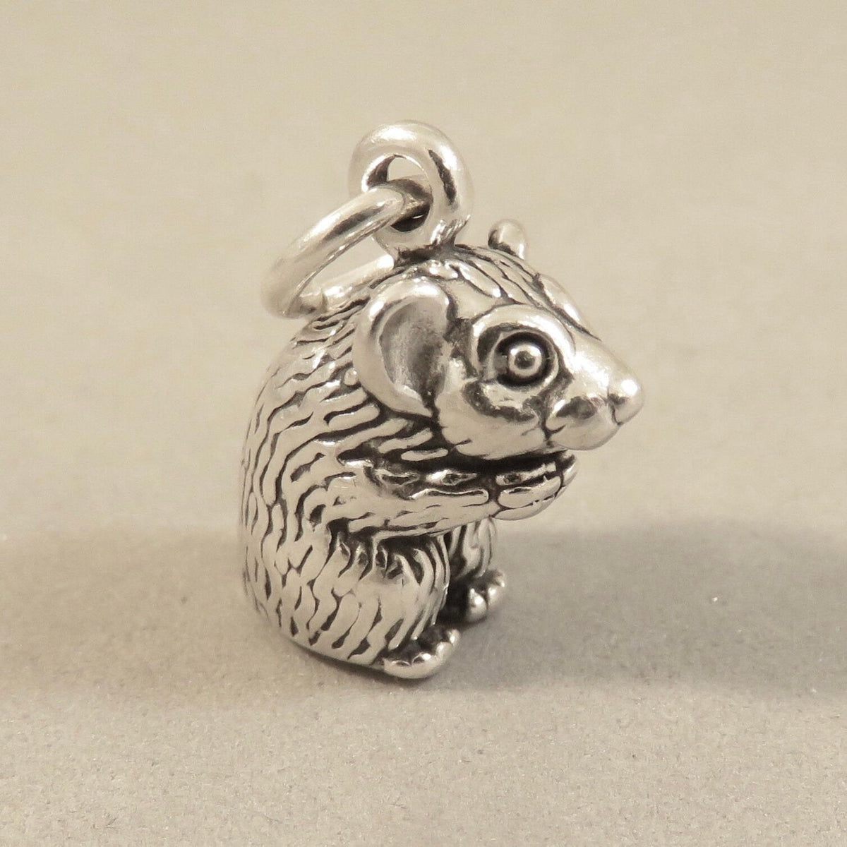 HAMSTER .925 Sterling Silver 3-D Charm Pendant Mouse Rat Gerbil Pocket ...