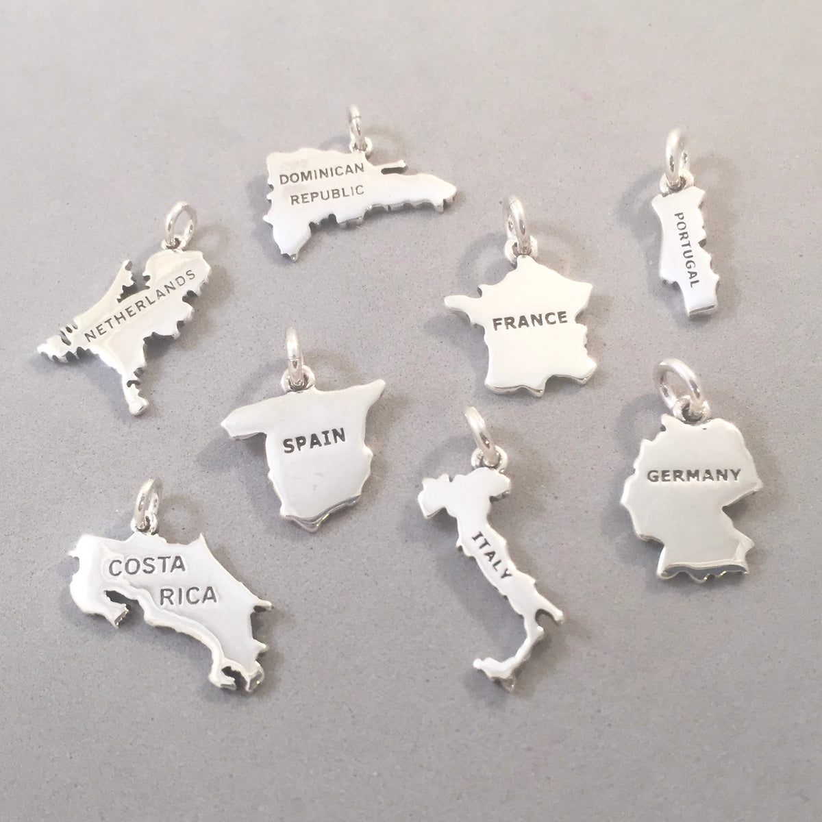 ITALY MAP .925 Sterling Silver Charm Pendant Europe Rome Venice Floren ...