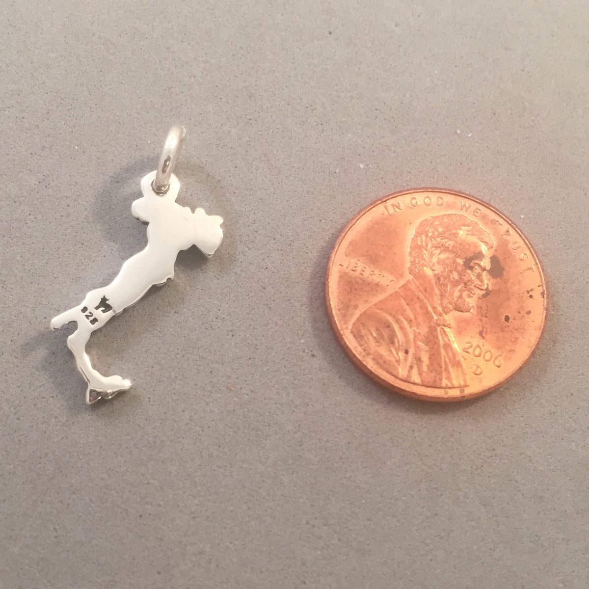 ITALY MAP .925 Sterling Silver Charm Pendant Europe Rome Venice Floren ...