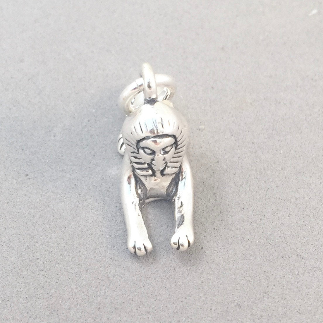 SPHINX .925 Sterling Silver 3-D Charm Pendant Lion Egyptian Greek Monu ...