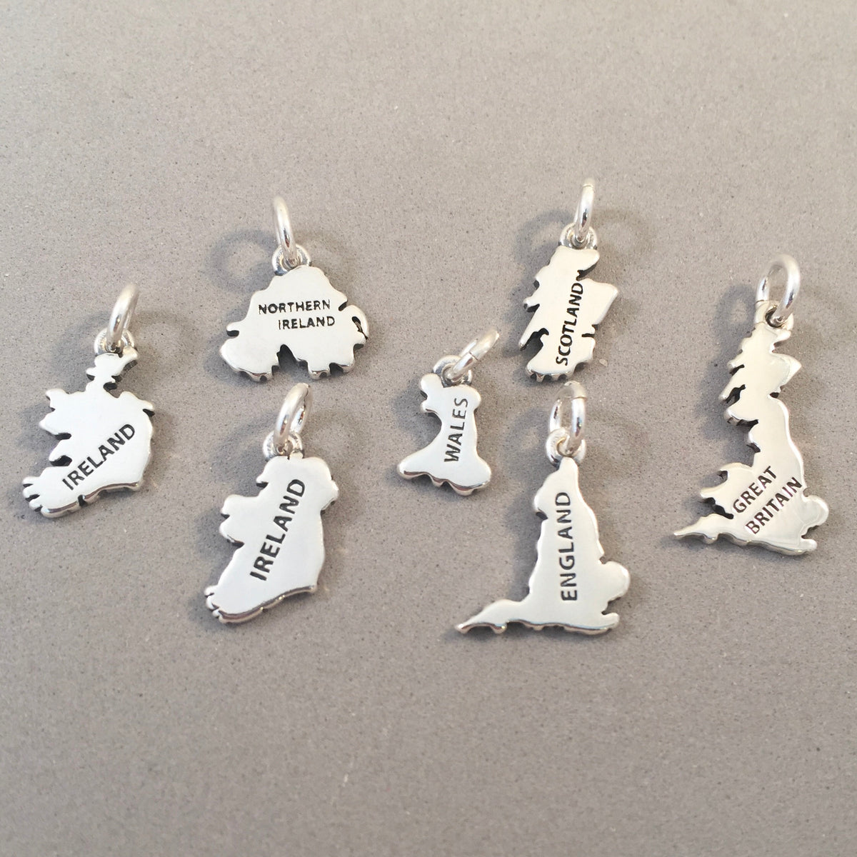 ENGLAND MAP .925 Sterling Silver Charm Pendant London Manchester Birmi ...