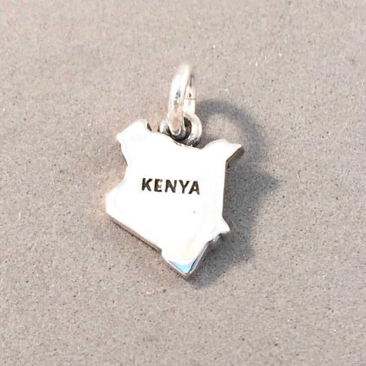 KENYA MAP .925 Sterling Silver Charm Pendant Africa Country Nairobi mo ...
