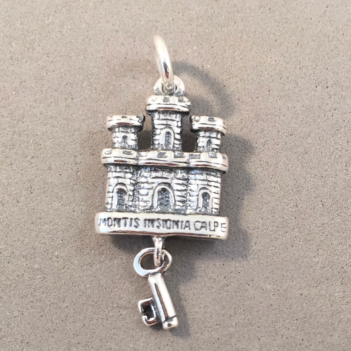GIBRALTAR .925 Sterling Silver Small 3-D Charm Pendant UK Rock Castle ...