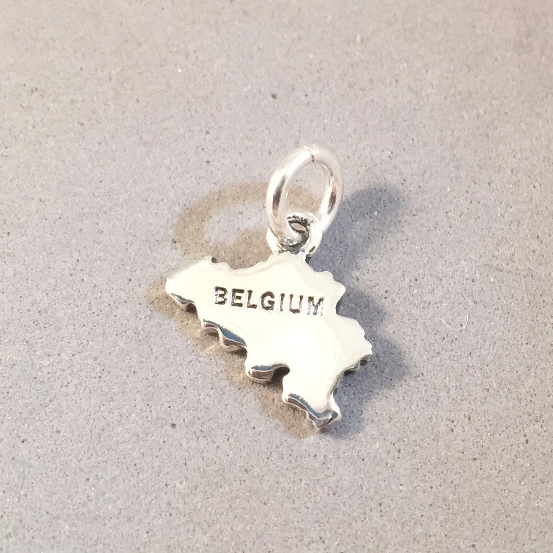BELGIUM MAP .925 Sterling Silver Charm Pendant Europe Brugge Brussels ...
