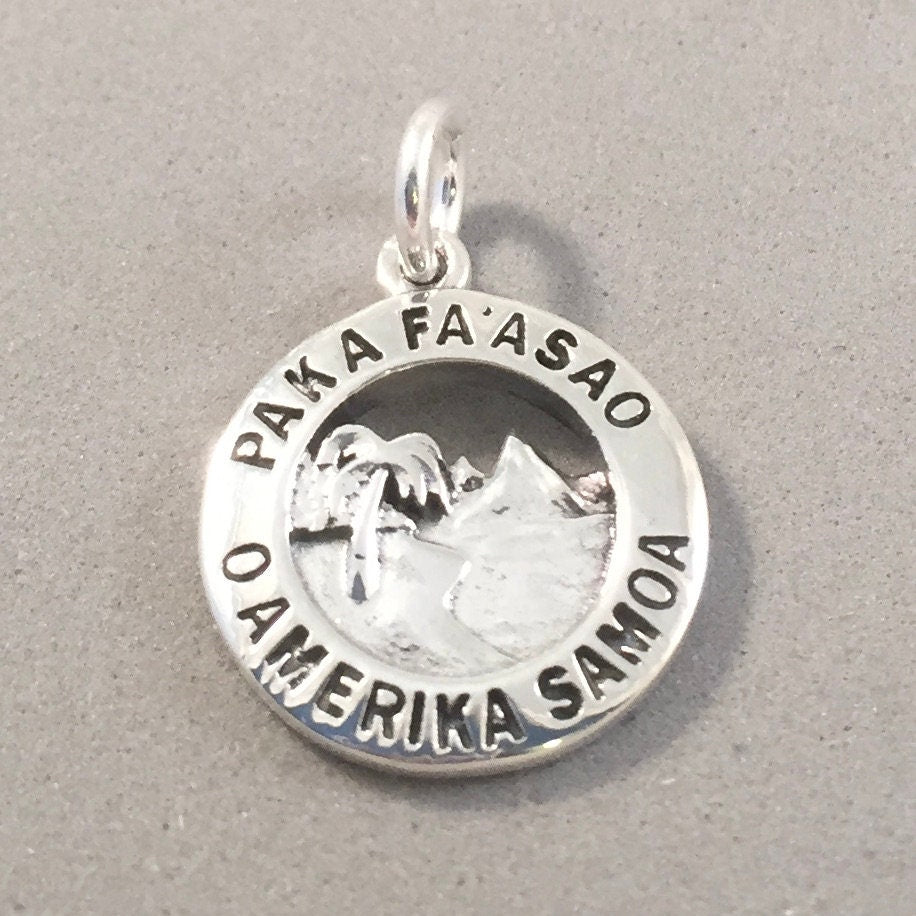 PAKA FA'ASAO o Amerika Samoa .925 Sterling Silver Charm Pendant Nation ...