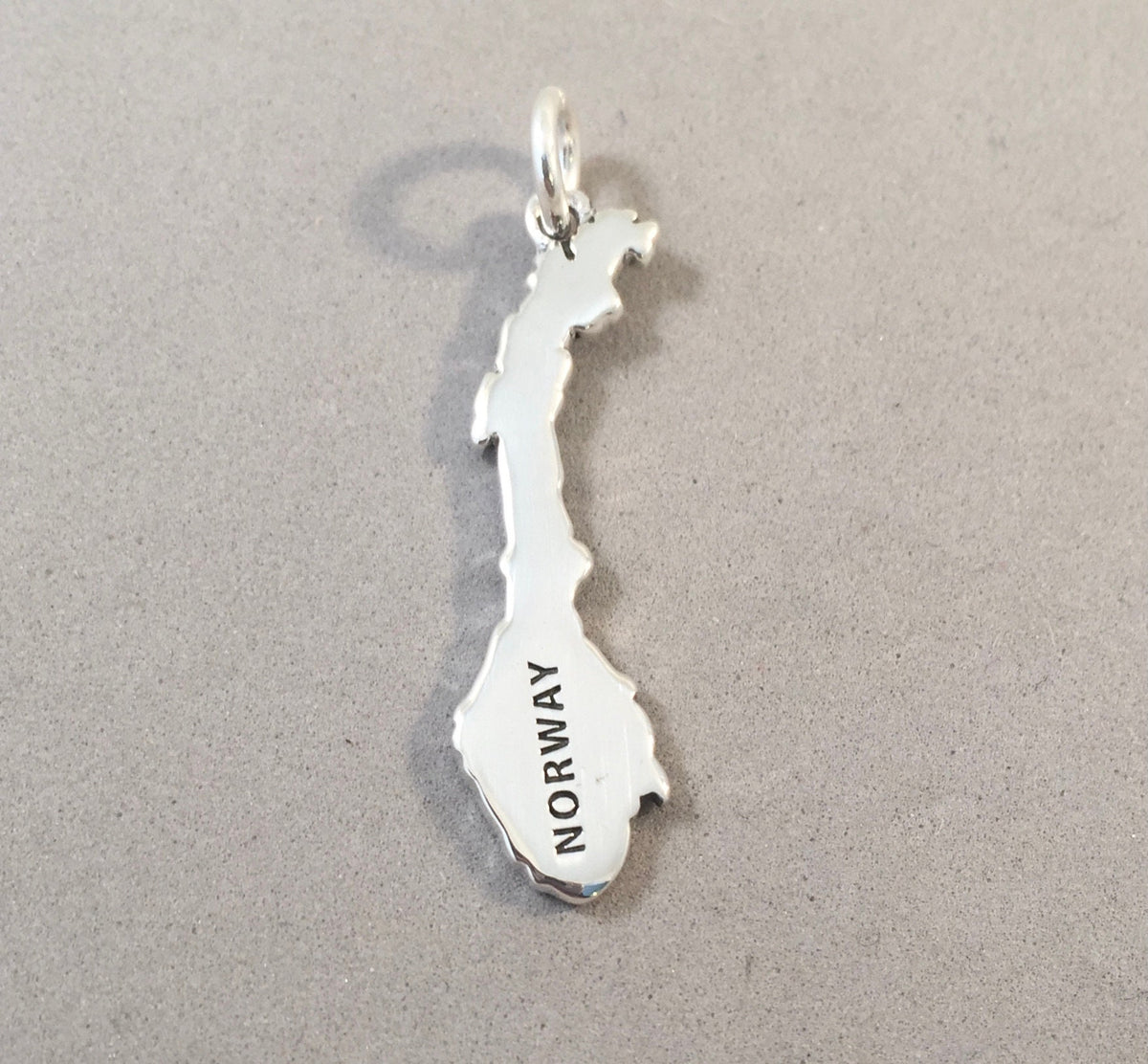 NORWAY MAP .925 Sterling Silver Charm Pendant Country Europe Oslo Berg ...