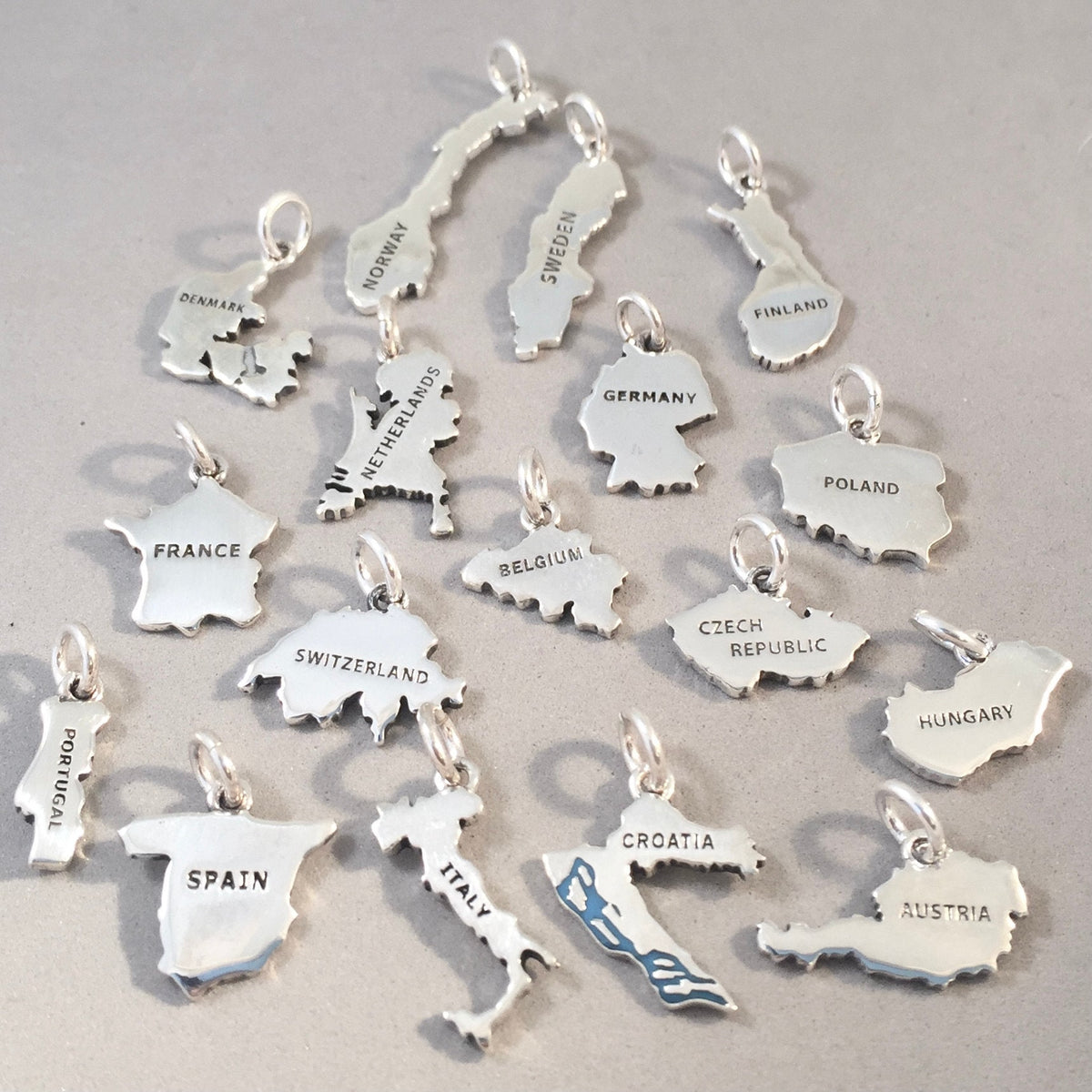 GREECE MAP .925 Sterling Silver Charm Pendant Country Europe Athens Co ...