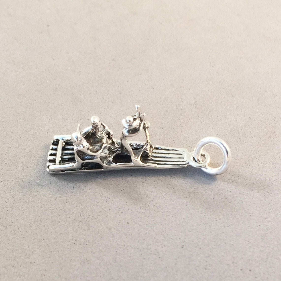 JAMAICAN BAMBOO RAFT .925 Sterling Silver Map Charm Pendant Martha Bra ...