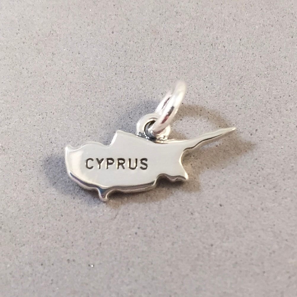 CYPRUS MAP .925 Sterling Silver Charm Pendant Country Europe Mediterra ...