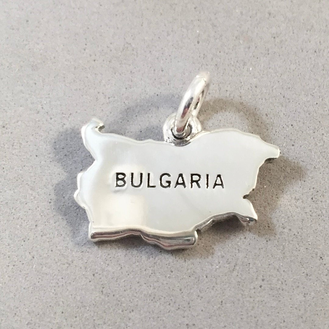 BULGARIA MAP .925 Sterling Silver Charm Pendant Country Europe Sofia G ...