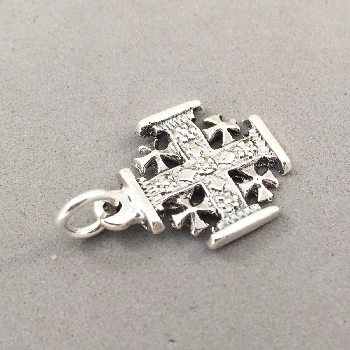 JERUSALEM CROSS .925 Sterling Silver Charm Pendant Faith Religion Jewi ...