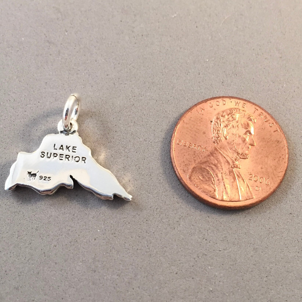 LAKE SUPERIOR .925 Sterling Silver Charm Pendant Minnesota Great Lakes ...
