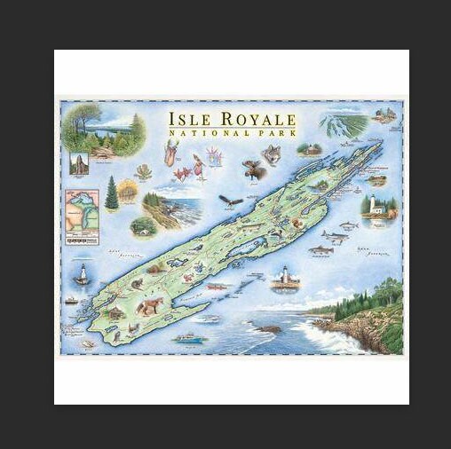 ISLE ROYALE MAP .925 Sterling Silver Charm Pendant Michigan Lake Super ...