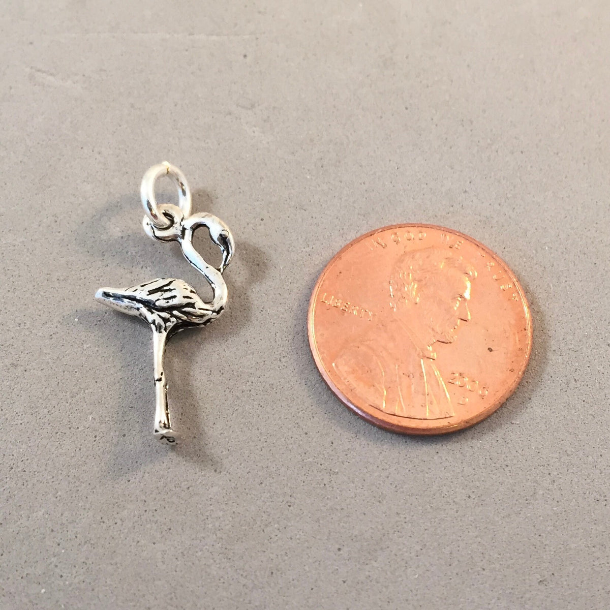 FLAMINGO .925 Sterling Silver 3-D Charm Pendant Bird Florida Caribbean ...