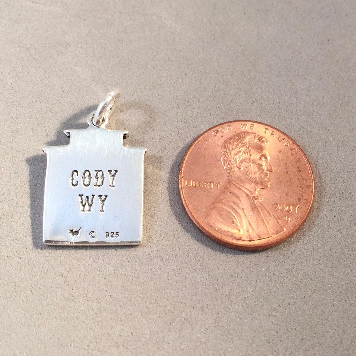 CODY Frontier Town .925 Sterling Silver Charm Pendant Wyoming Old West ...