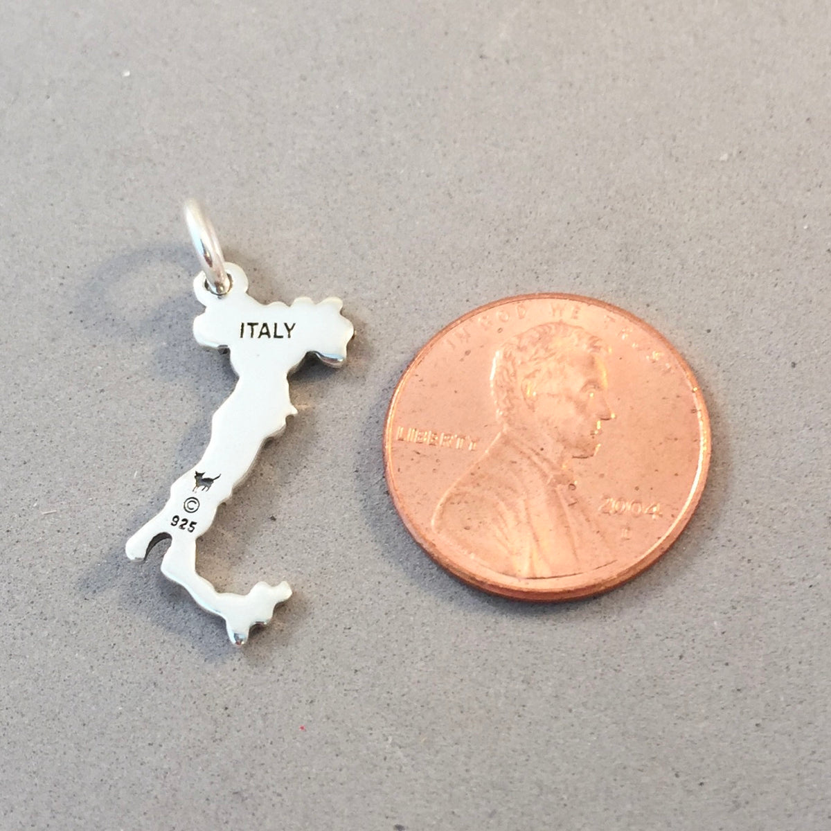 I LOVE ITALY Map .925 Sterling Silver Charm Pendant With Red Enamel He ...