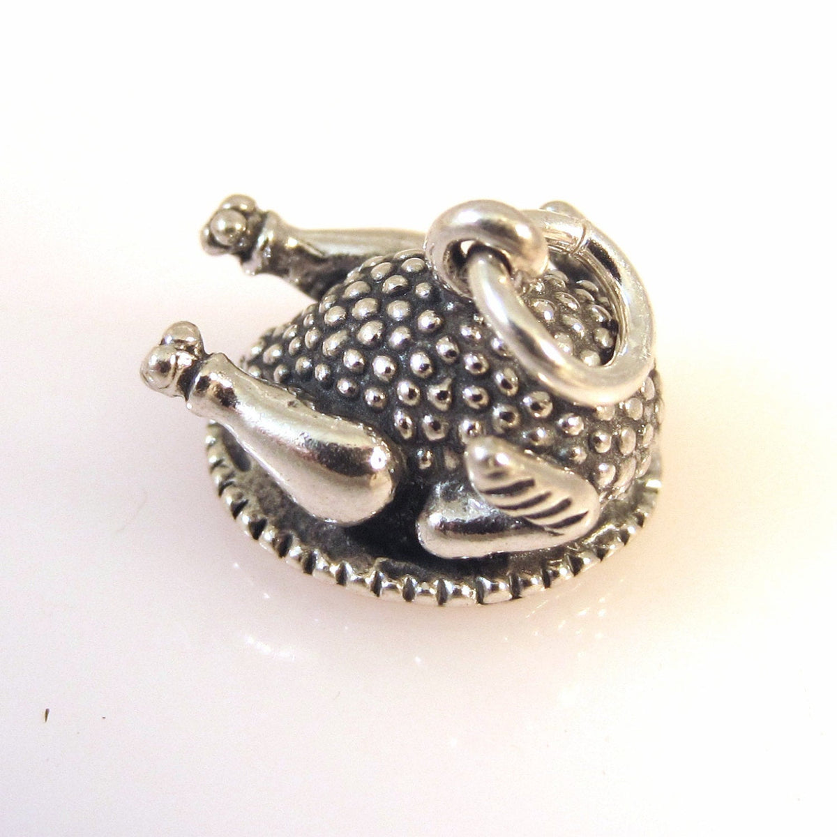 TURKEY DINNER .925 Sterling Silver 3-D Charm Pendant Thanksgiving Chic ...