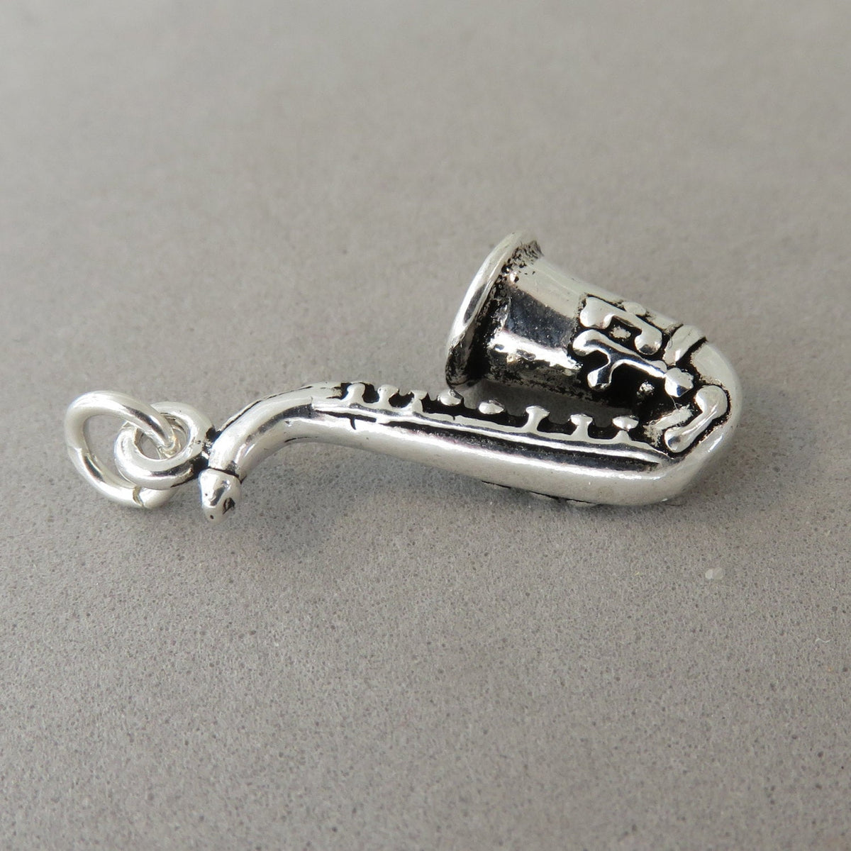 SAXOPHONE .925 Sterling Silver 3-D Charm Pendant Music Band Wind Instr ...