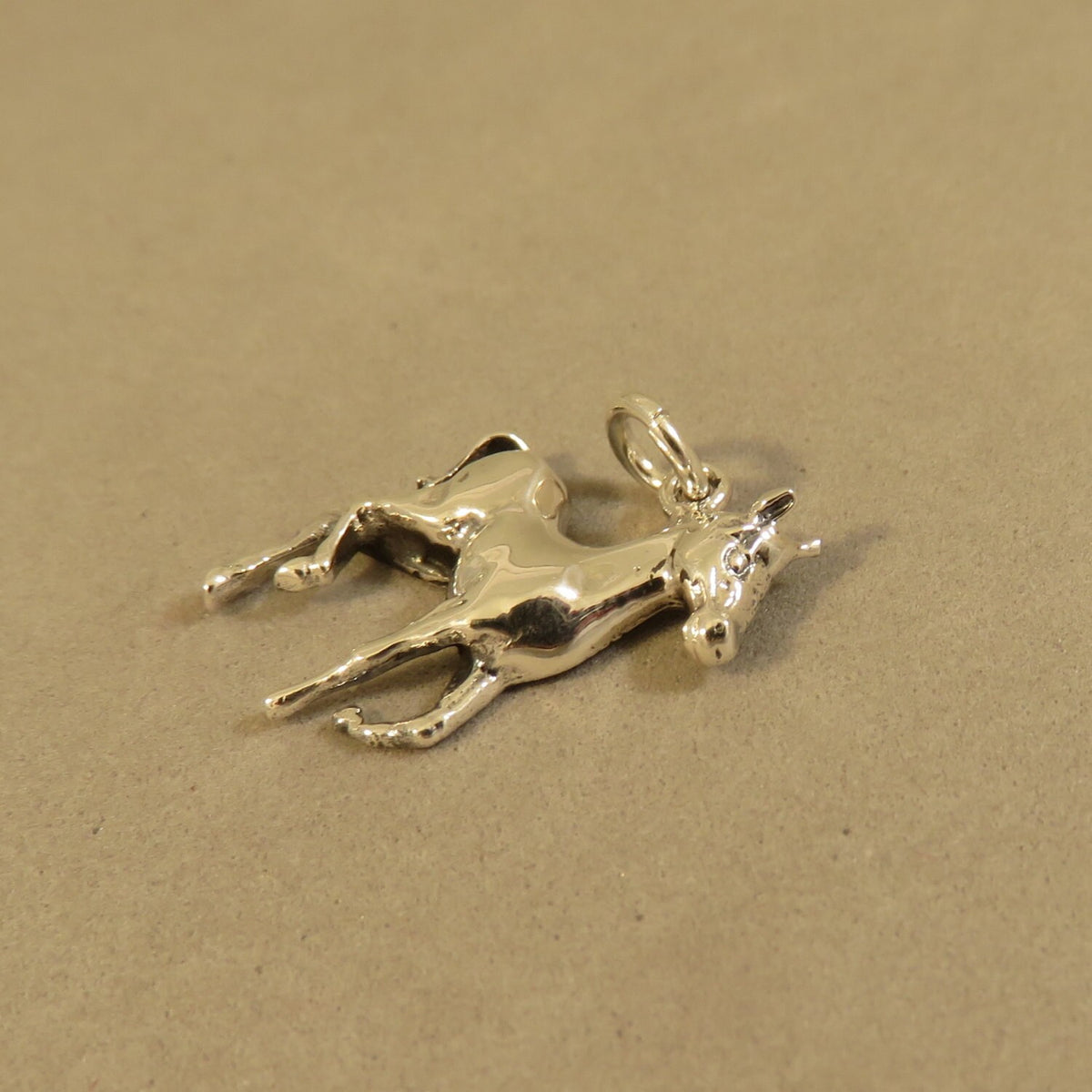 HORSE PRANCING .925 Sterling Silver Charm Pendant 1 Sided Pony Colt Ma ...