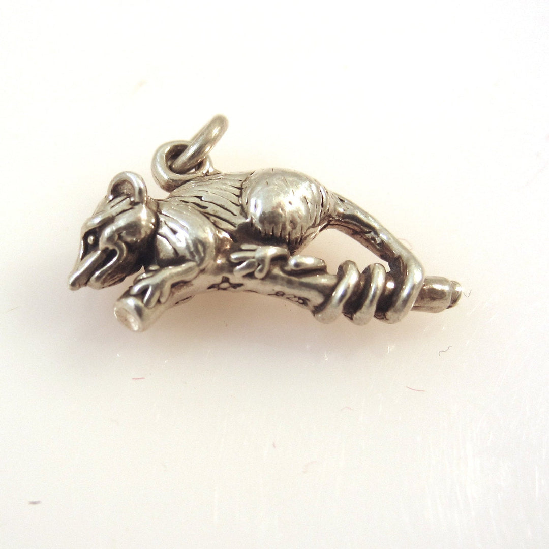 OPOSSUM .925 Sterling Silver 3-D Charm Pendant Branch Possum Marsupial ...